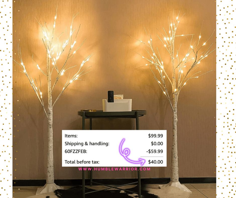 Set of 2- 4 Foot Lighted Birch Trees! - Home of The Humble Warrior