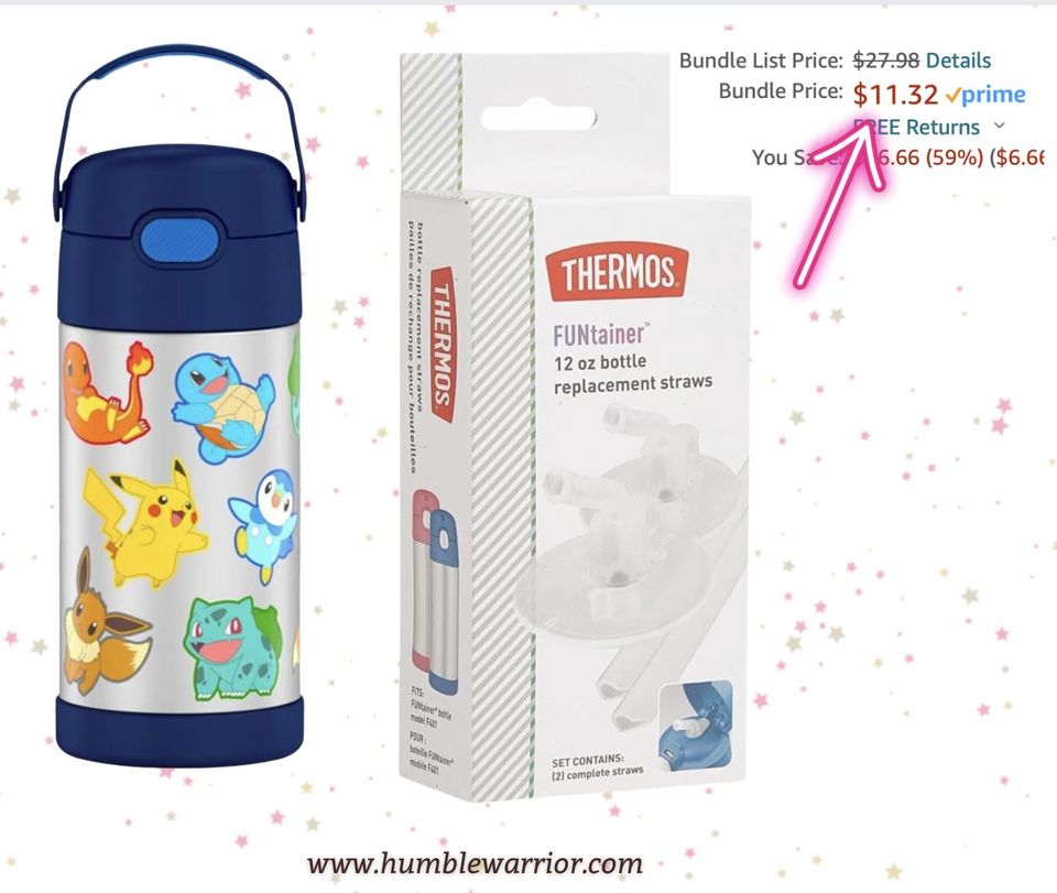 THERMOS FUNTAINER 12 Ounce Stainless Steel Vacuum Insulated Kids Straw Bottle - Home of The ...