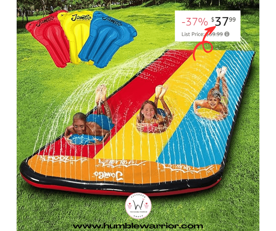 Jambo Premium Triple Slip Splash And Slide With Bodyboards Home Of