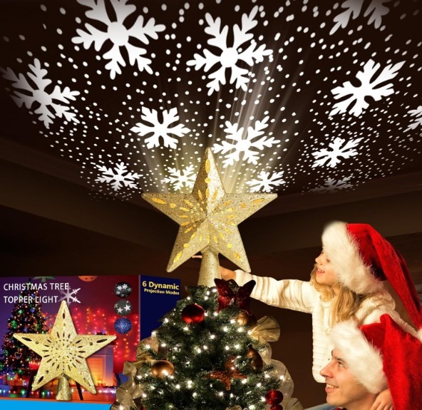 Lighted rotating star tree topper with 6 projecting patterns! - Home of ...