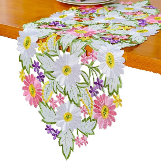 embroidered daisy table runner - Home of The Humble Warrior